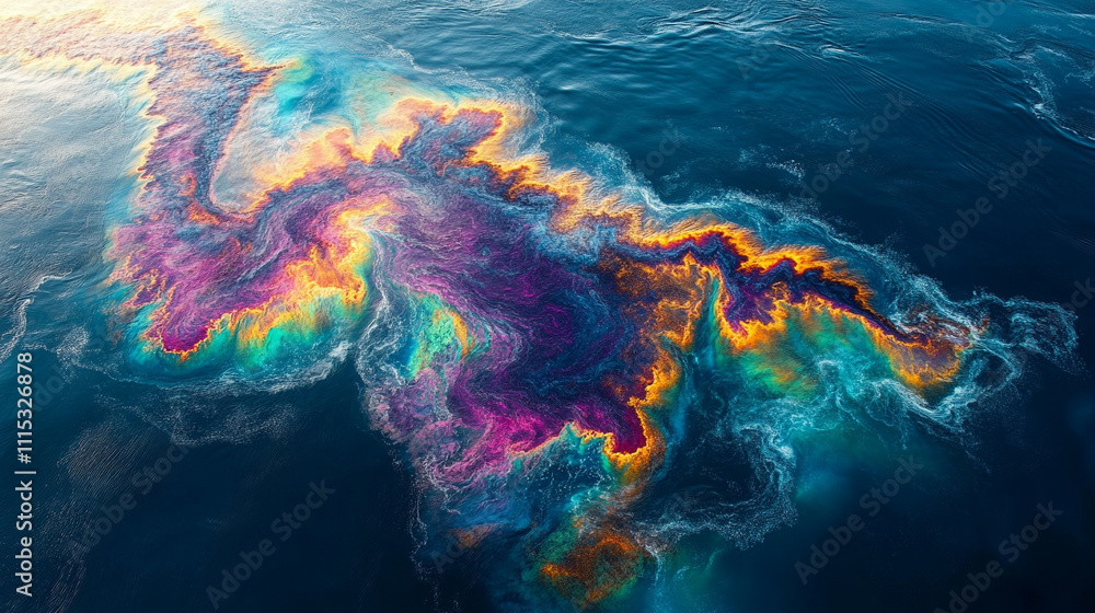 oil spill spreads across the ocean creating mesmerizing colorful ...