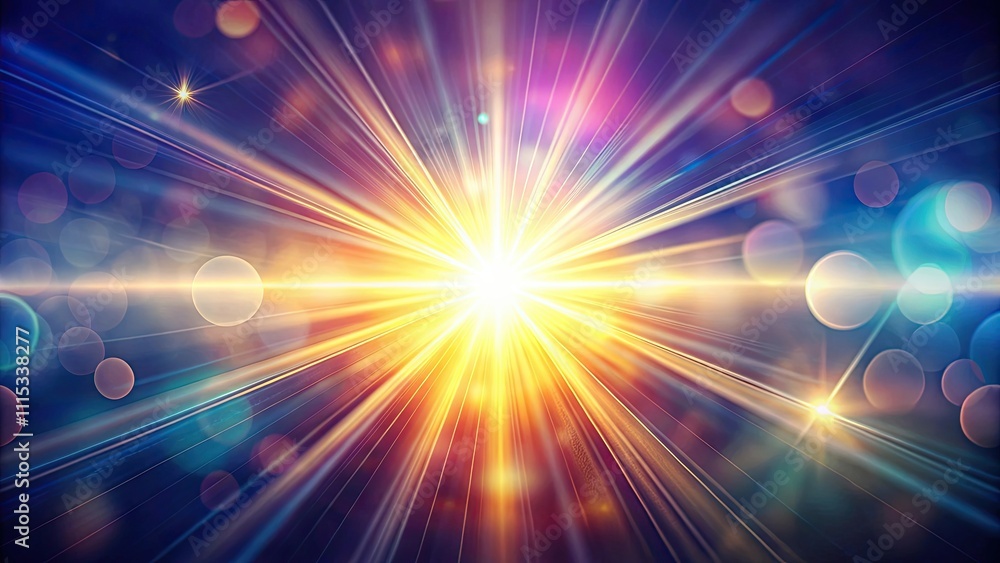 Realistic lens flare with bright sun backlight and beautiful light ...