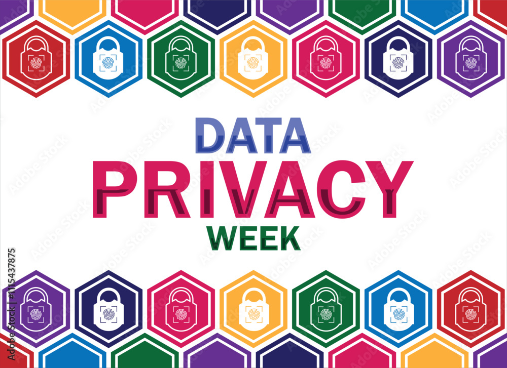 Data Privacy Week wallpaper with shapes and typography, banner, card ...