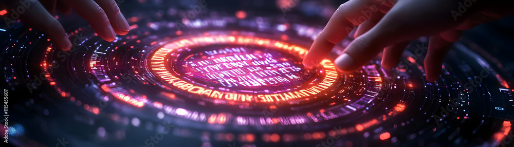 Team members brainstorming with kinetic typography displays and smart ...