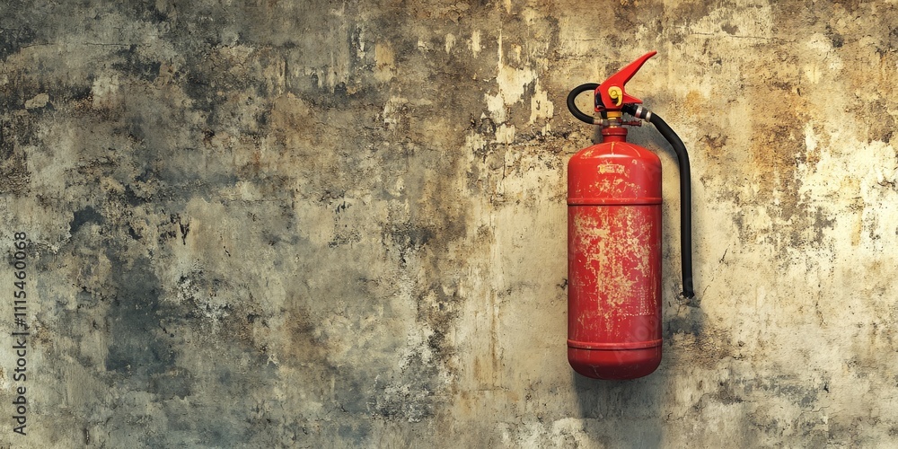 Dry chemical powder fire extinguisher sign indicating the location and ...
