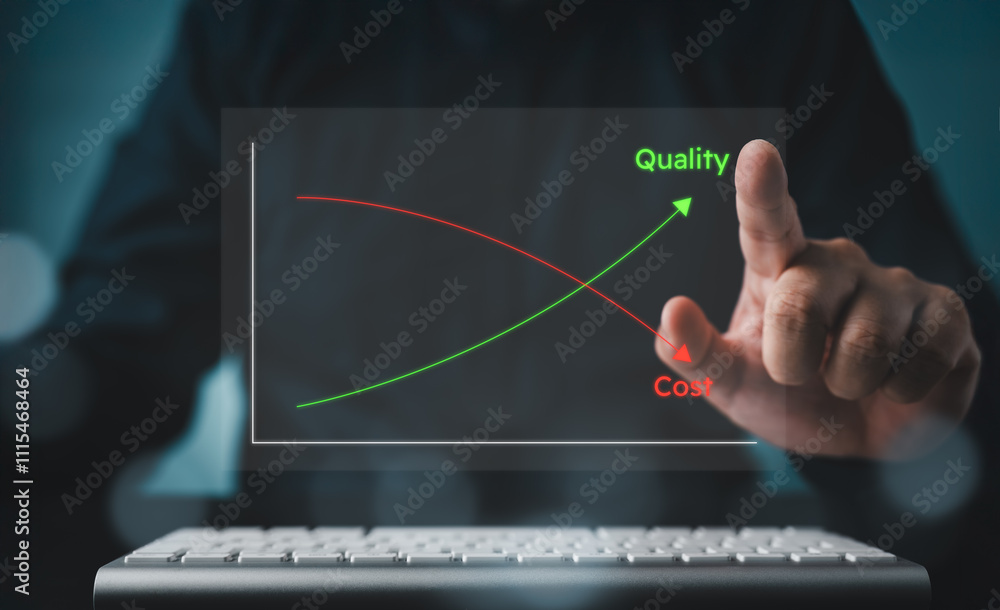 Chart of cost vs product or service quality management control concept ...