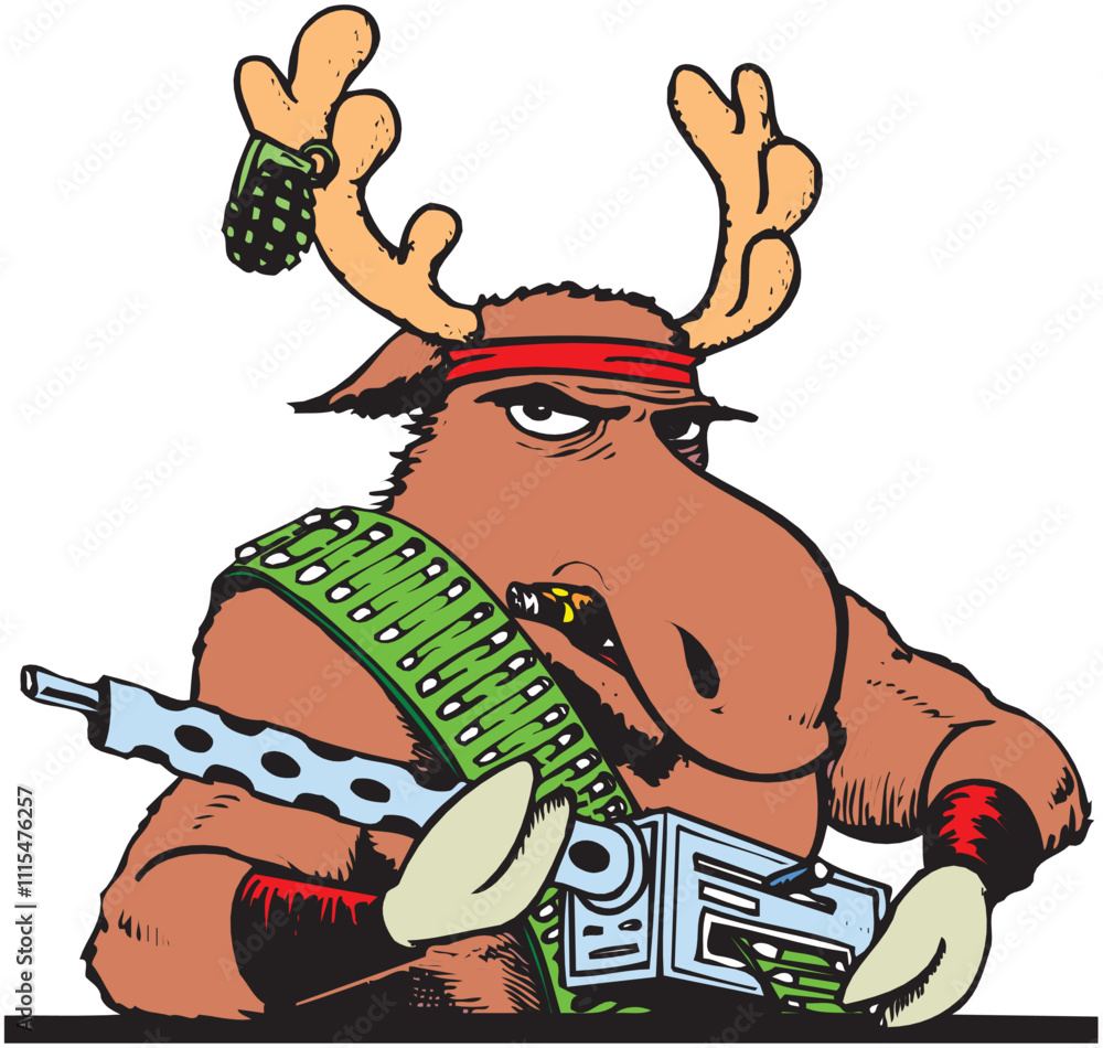 Angry moose knuckles animal Armed Soldier Clipart Art Front Artwork ...