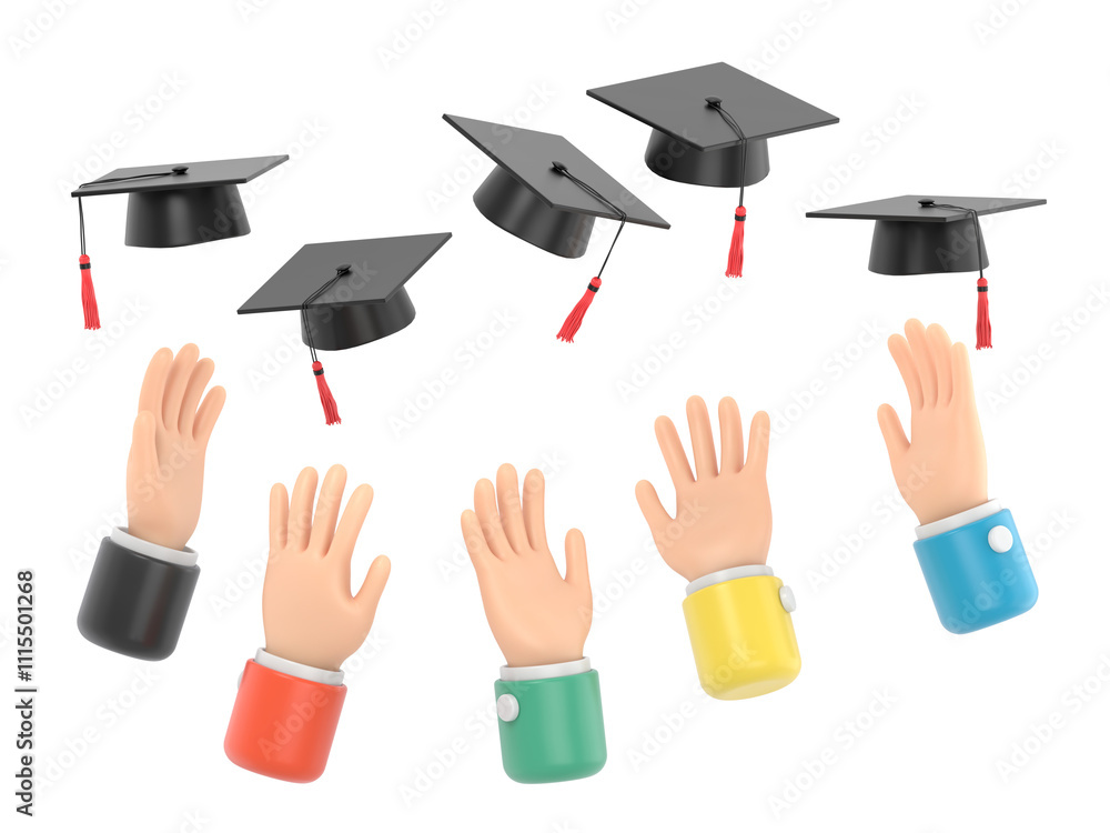 Transparent Backgrounds Mock-up.Businessman hands throwing graduation ...