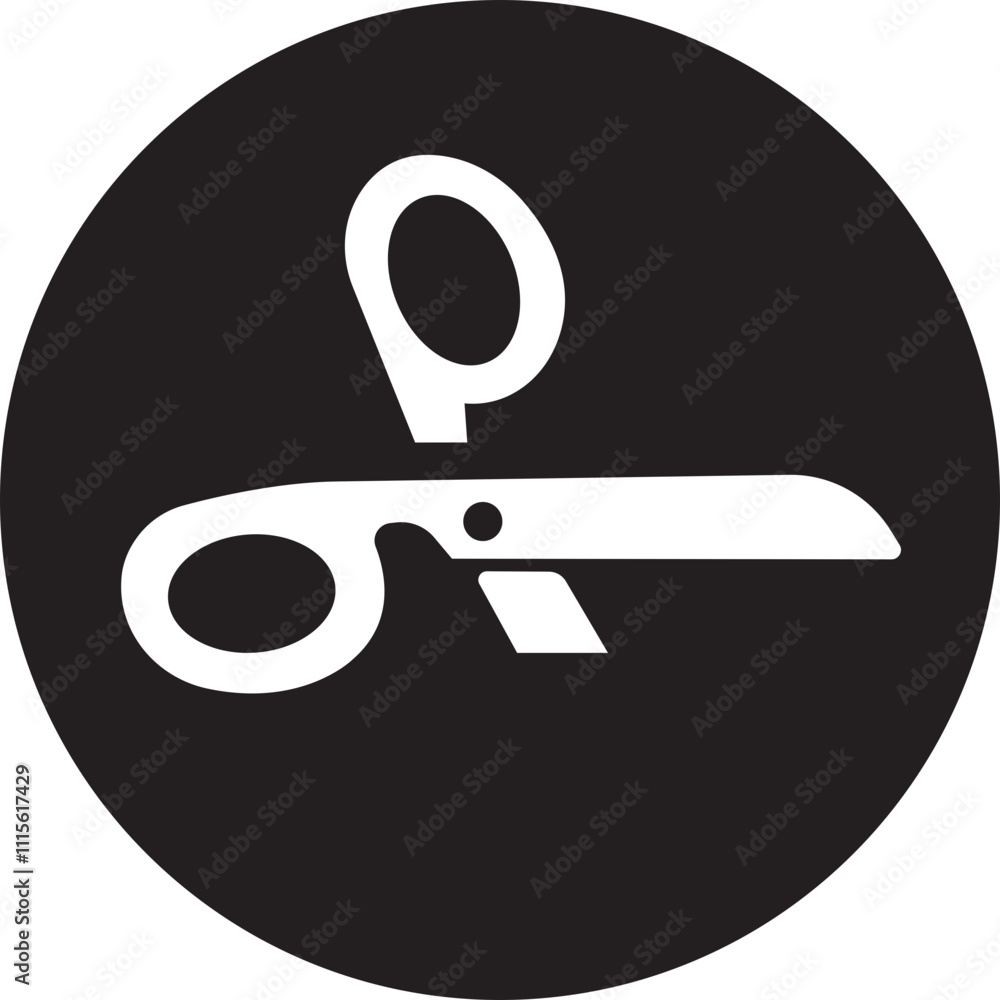 Scissor icon in black flat style. Simple silhouette of open scissor ...