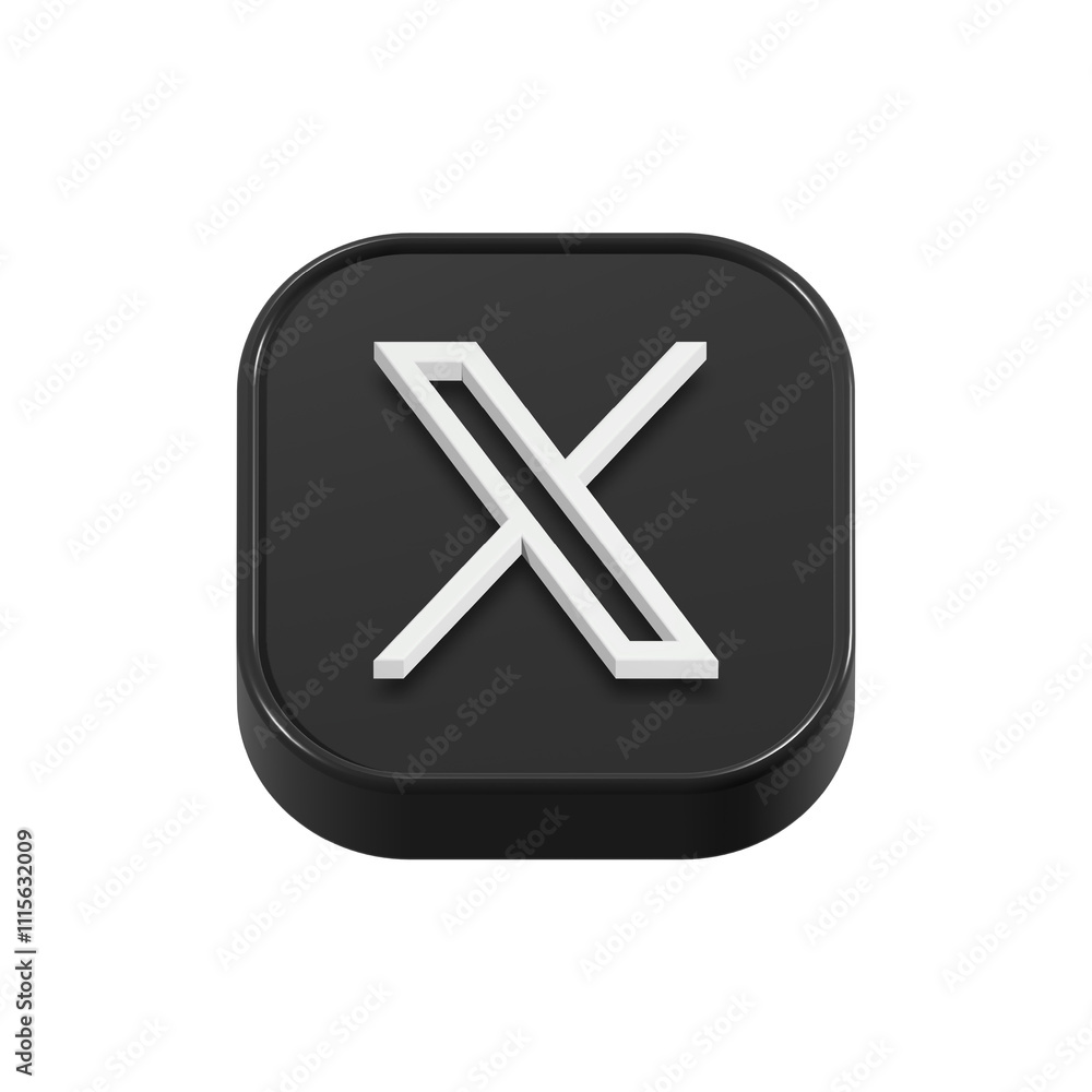 twitter x new logo icon 3d black color app web Stock Photo | Adobe Stock