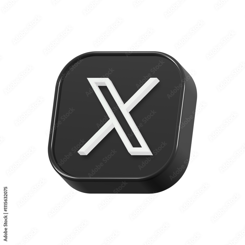 twitter x new logo icon 3d black color app web Stock Photo | Adobe Stock
