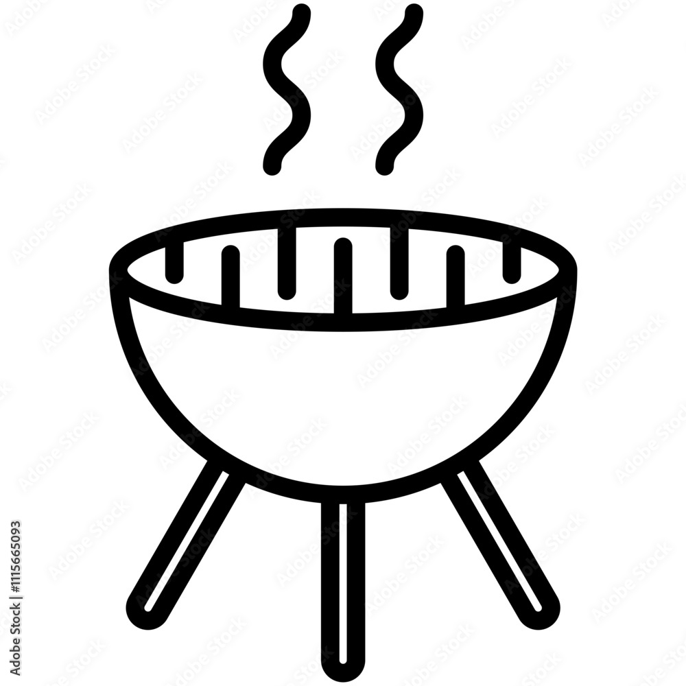 Barbeque line icon. Grill with smoke outline vector sign, linear style ...