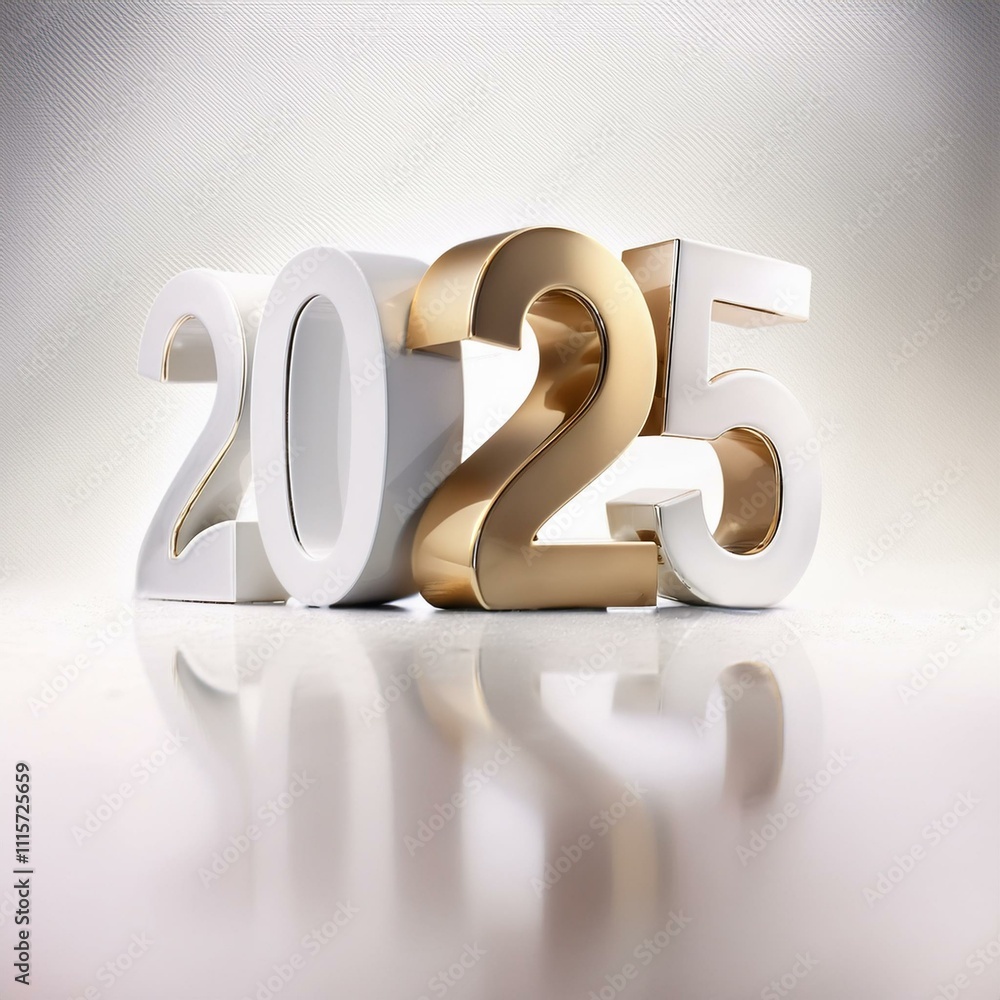 2025 3d text New Year gold realistic rendering celebration AI Image Stock Illustration | Adobe Stock