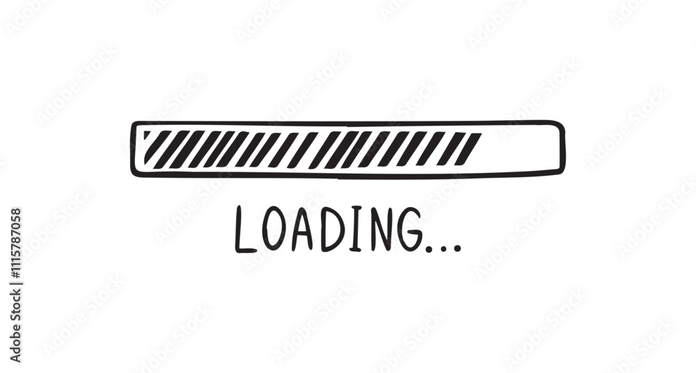 loading bar doodle hand drawn icon. Outline drawing loading bar line ...