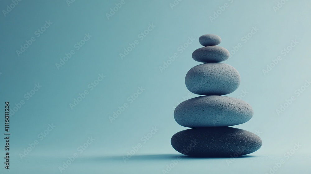 12.Concept 2: Stack of Balanced Pebbles on a Light Blue Colored ...