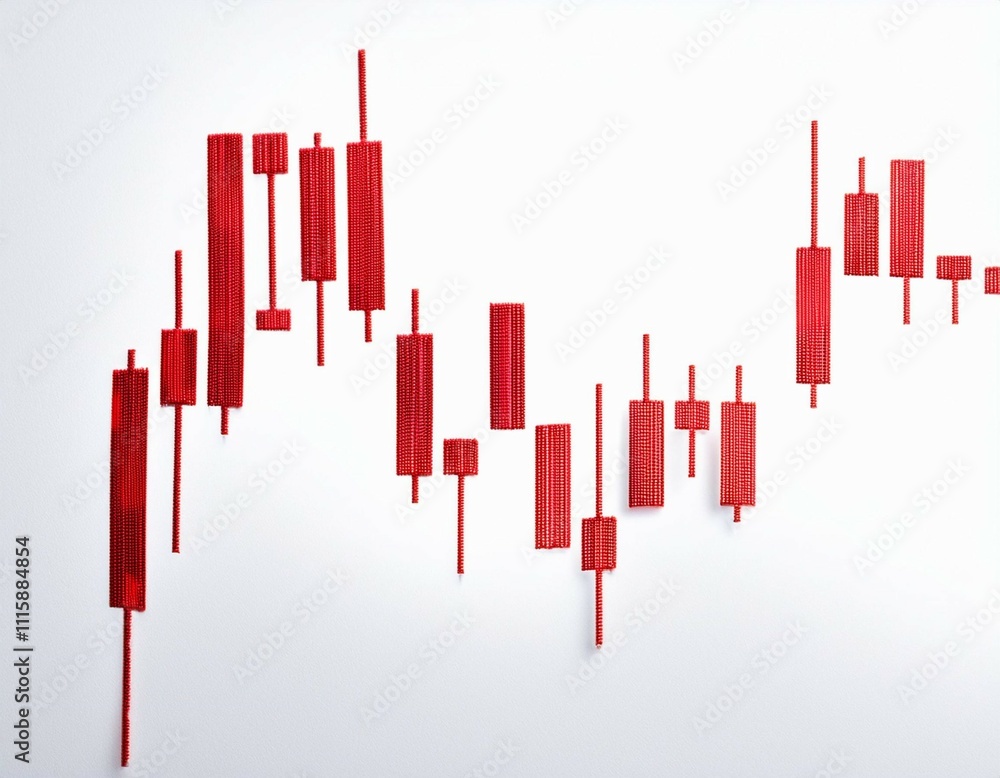 red financial candlestick chart showing a downward trend isolated on ...