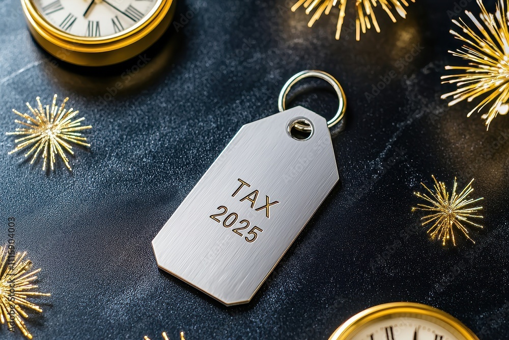 Planning 2025 tax symbol Concept. Tax tag for 2025 surrounded by ...