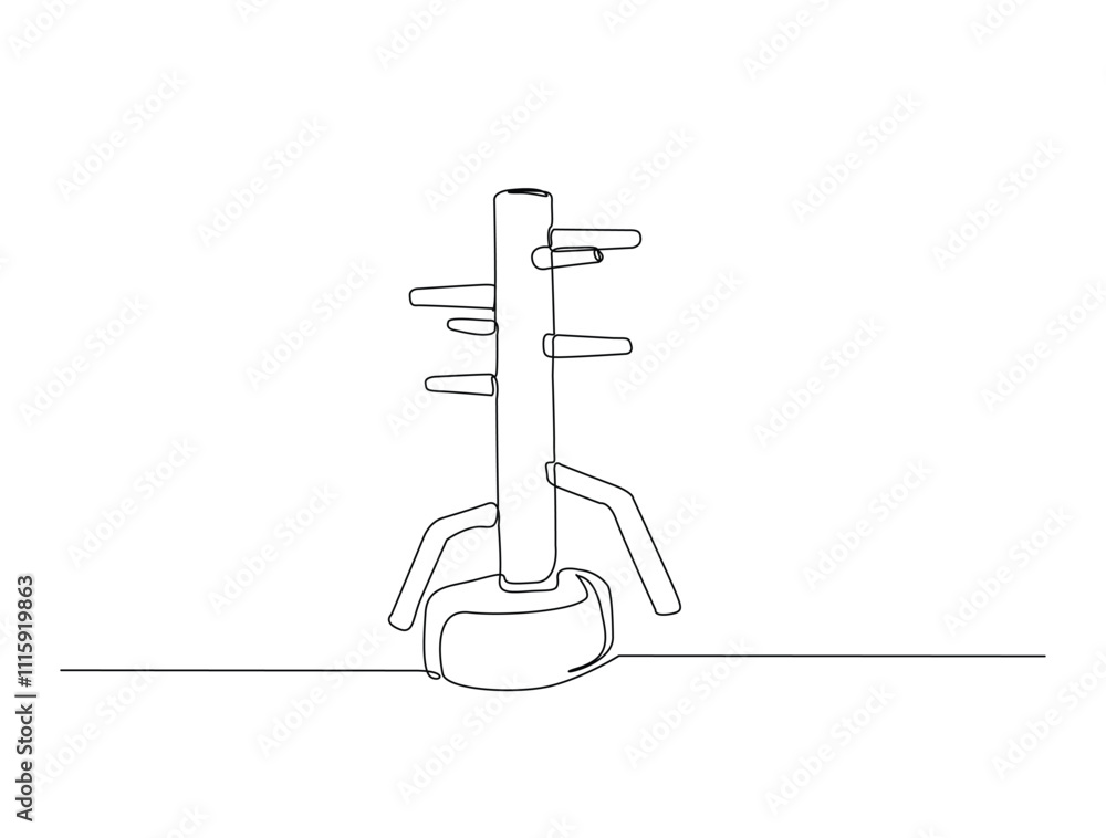 Continuous line drawing art of wing chun dummy for fight training ...