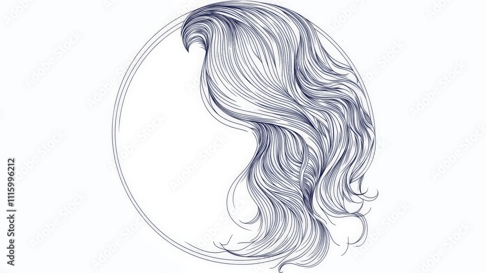 Simple hairline vector white background in circular shape, single color ...