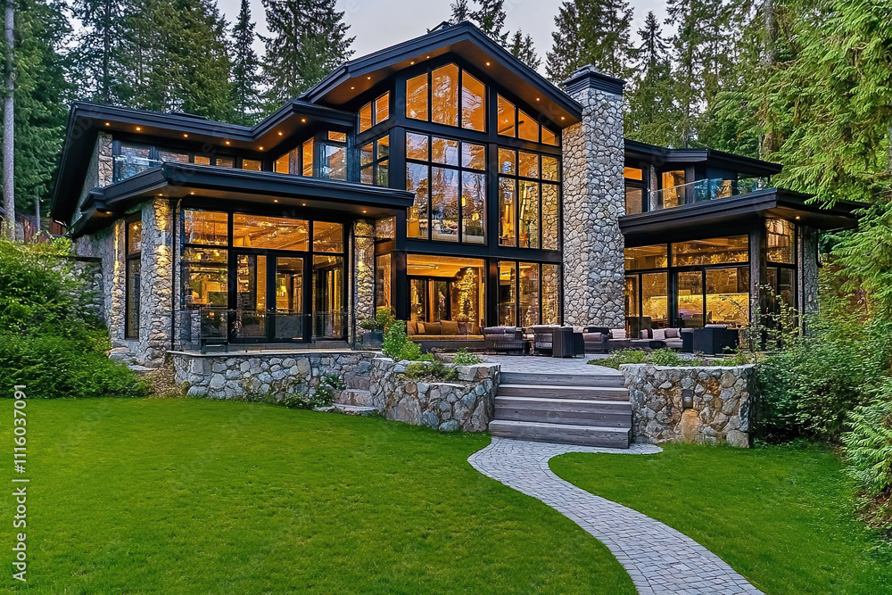 Beautiful modern luxury mansion in the elegance of British Columbia ...