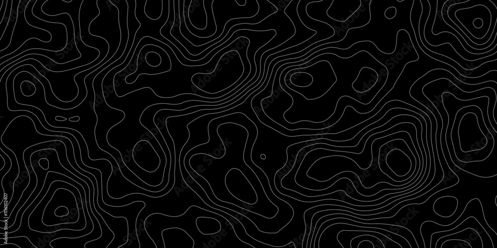 Black background topography contour map with black curve lines. luxury ...
