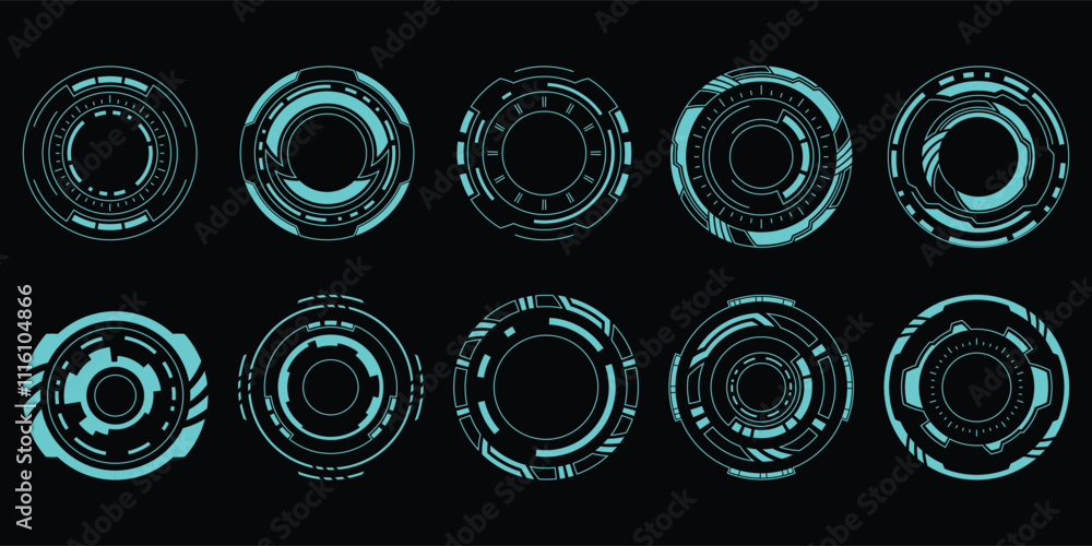 Vector de Stock Sci-fi futuristic circle hud dashboard display virtual ...