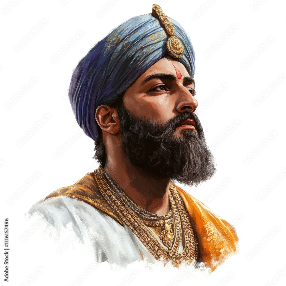 Artistic Portrait of Guru Gobind Singh Ji Stock Illustration | Adobe Stock