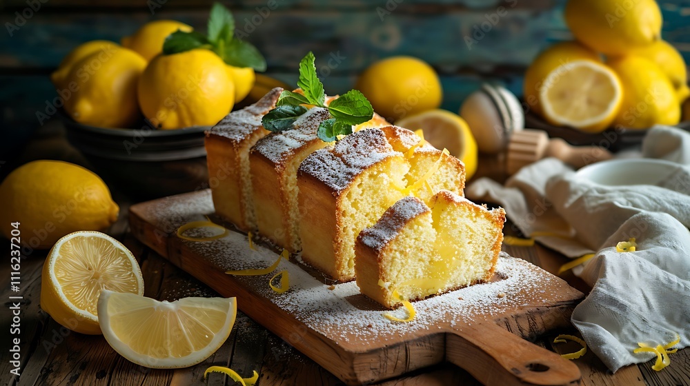 Customary pound cake is made with vanilla and lemon essence Stock Photo ...