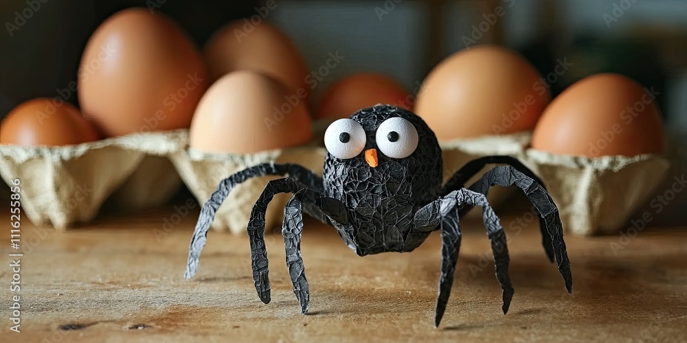 Creative DIY project featuring a funny spider made from egg carton ...