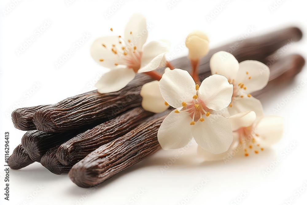 isolated vanilla bean on a clean white background, highlighting its ...