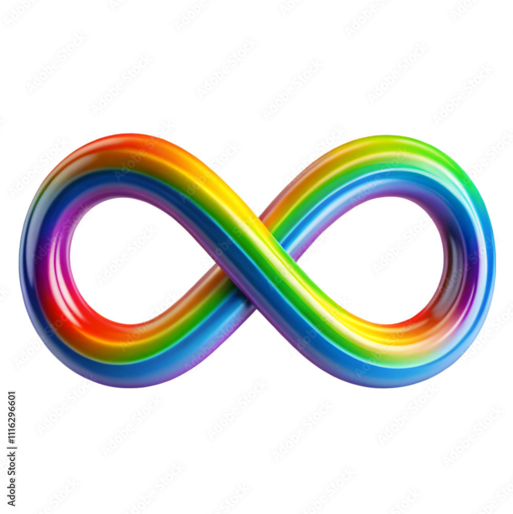 infinity symbol with a rainbow swirl top view isolated on transparent ...