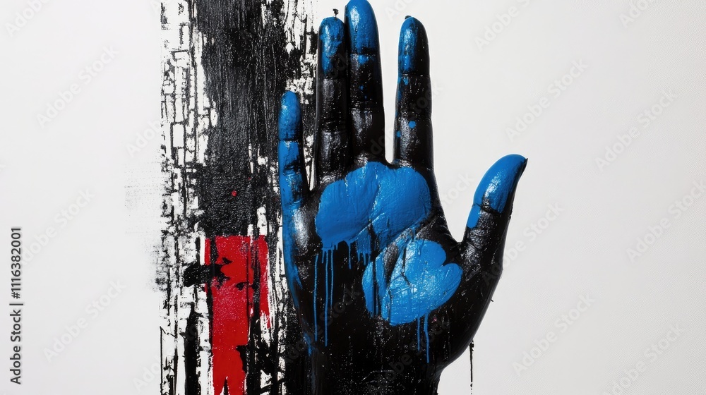 Hand painted with a stop loss symbol on a textured background ...