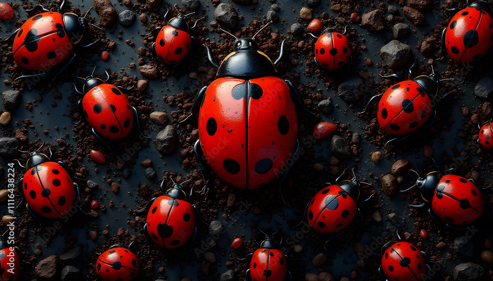 Stunning black and red ladybug seamless texture, realistic patterns ...