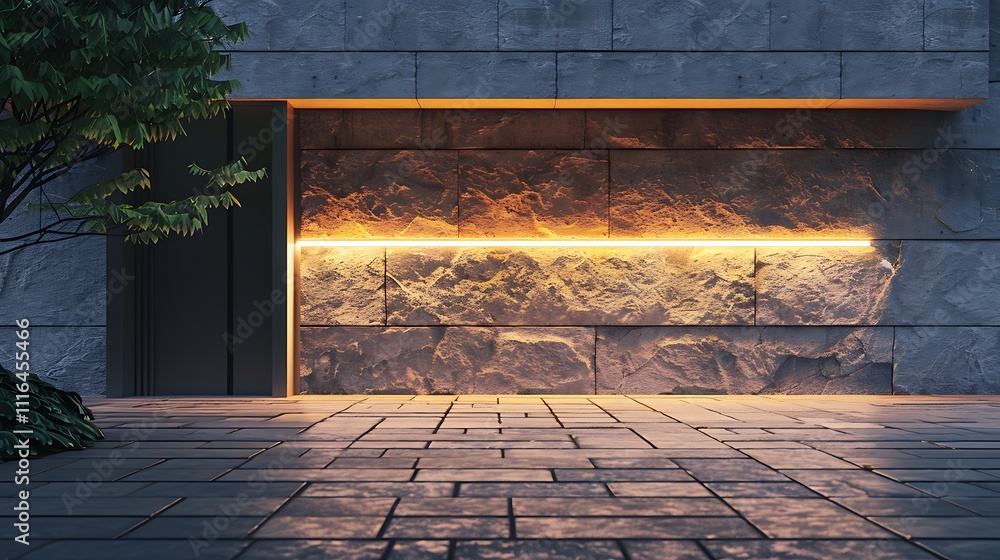 Fake model of an actual paper strip light by a stone facade Stock Photo ...