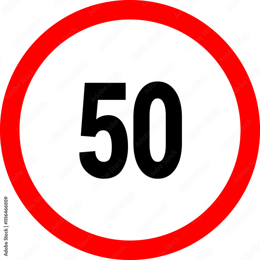 Speed limit icon. Set of red road signs of 10-200 kmh. Circle standard ...