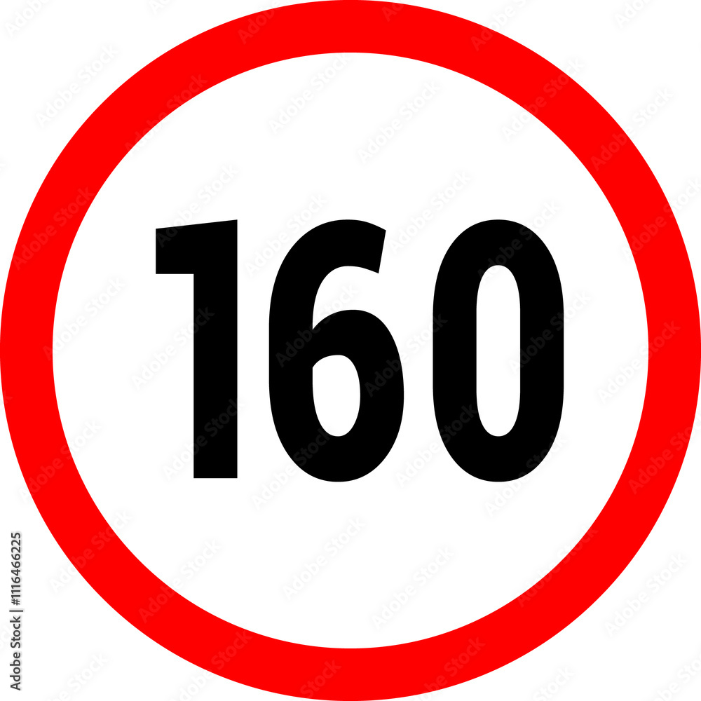 Speed limit icon. Set of red road signs of 10-200 kmh. Circle standard ...