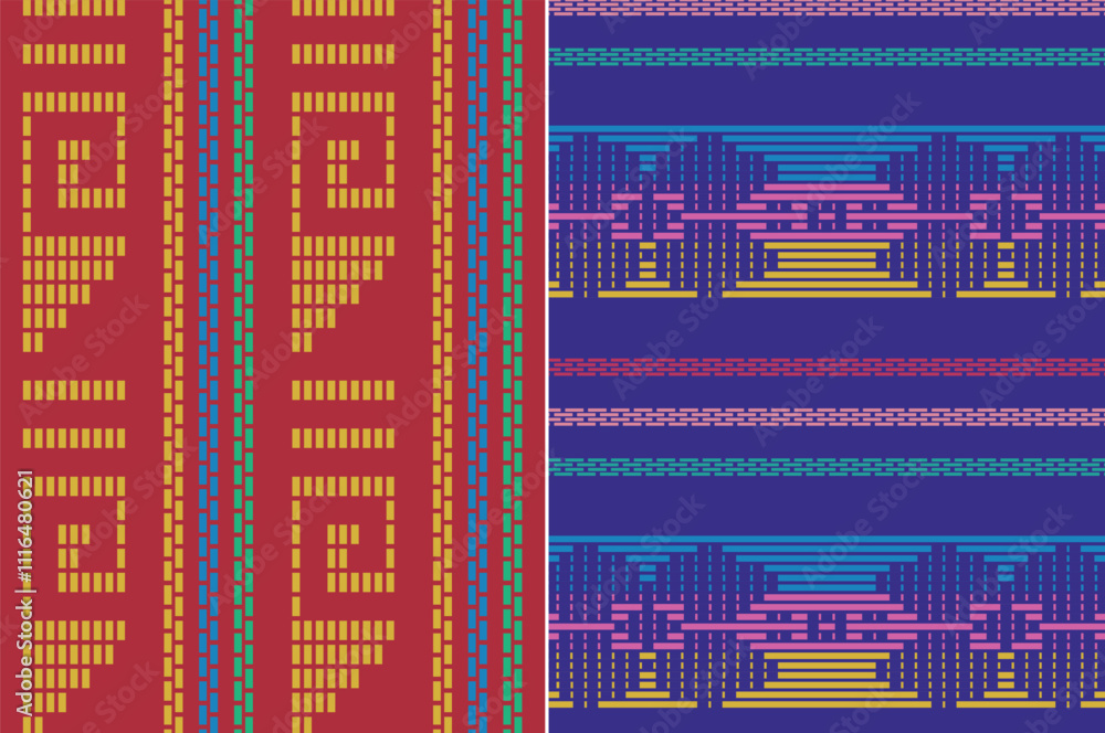 Vector de textil bordado mexicano con grecas y flores de colores ...