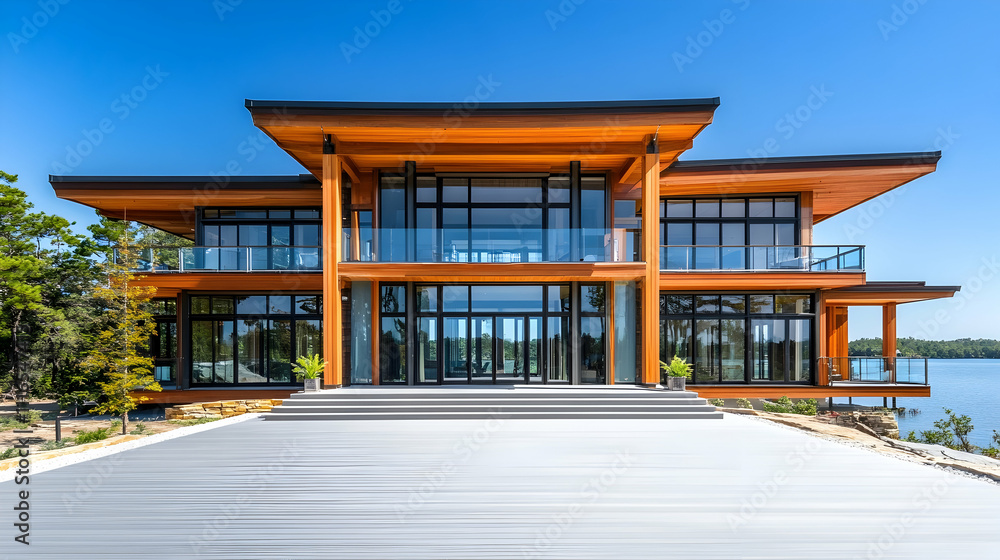 Lake Michigan Estate with Private Beach and Pine Forest, Modern ...