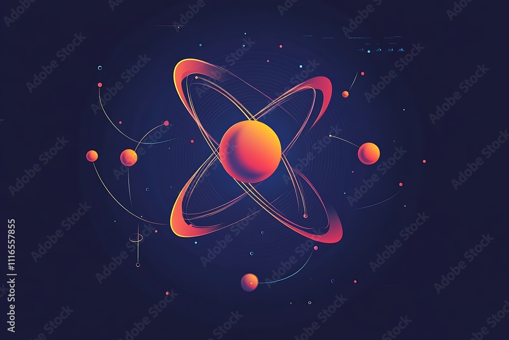 Ilustración De Stock Atomic Models And Electron Orbitals Visualizing