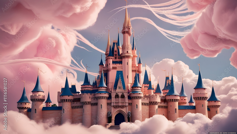 A majestic, sprawling fantasy castle with turrets, towers, and grand ...