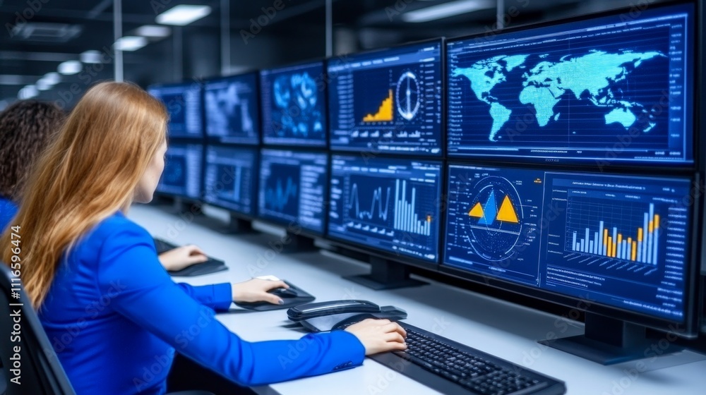 Data Center Professionals: Two female professionals work diligently in ...