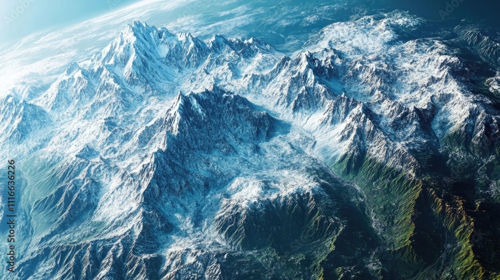 "An intricate map of the Himalayas showing the various climatic zones ...