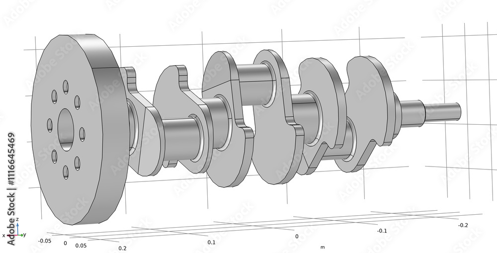 Stock-Illustration „Computer technic 3d modeling of crankshaft of reciprocating piston engine ...