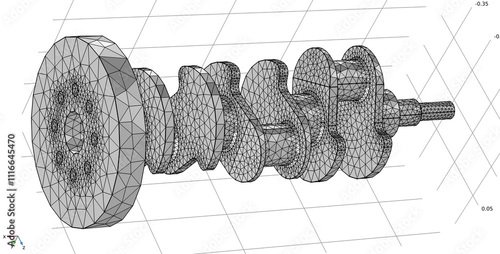 Ilustración de Stock Computer technic 3d modeling of crankshaft of ... Ilustración de Stock Computer technic 3d modeling of crankshaft of ...