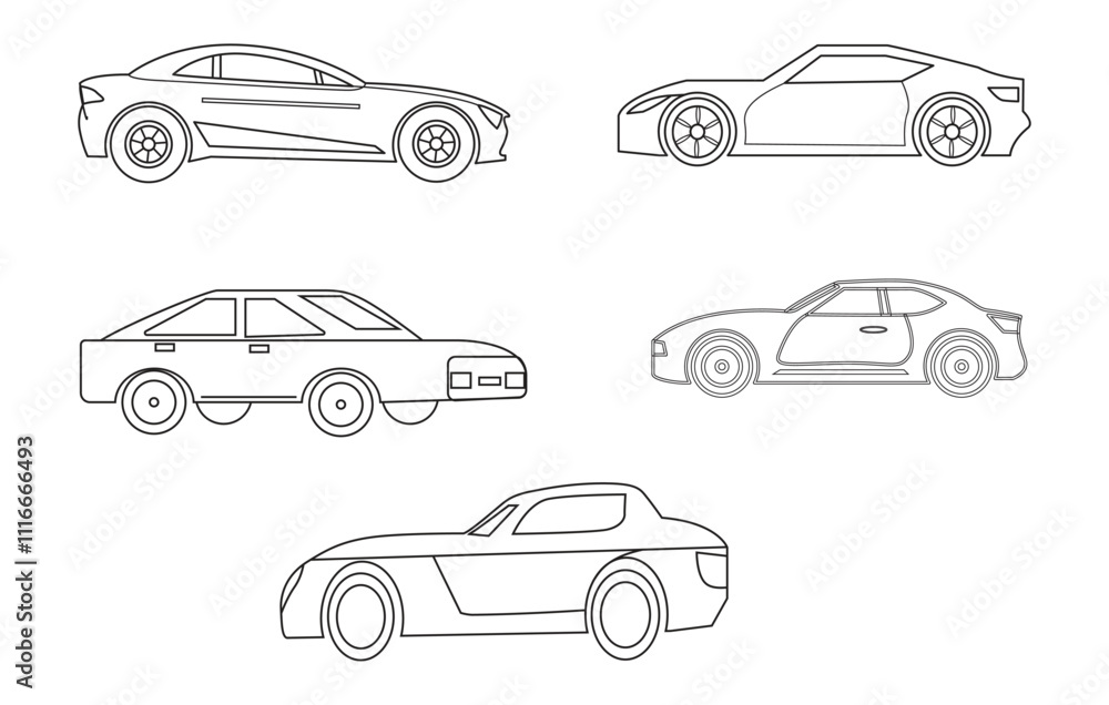 Outline car vector drawing concept design.Vehicle outline sketch ...