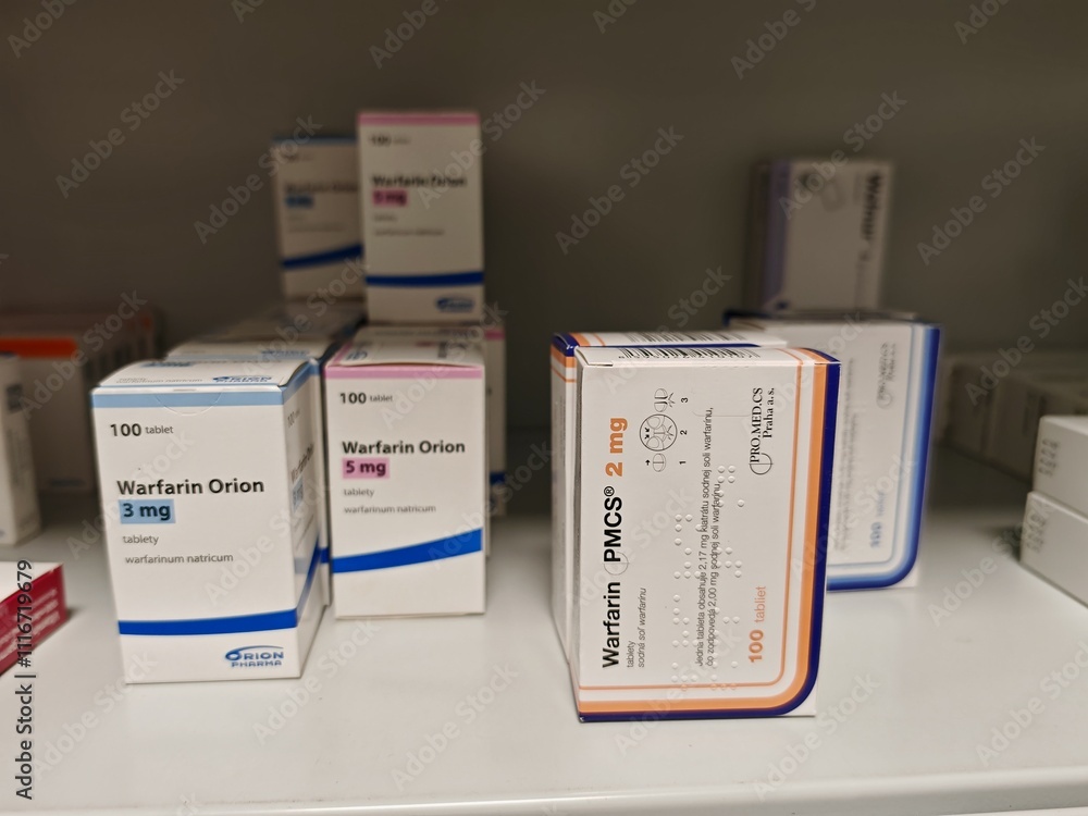 Prague,Czech Republic-October 9 2024: Warfarin PMCS is an anticoagulant ...