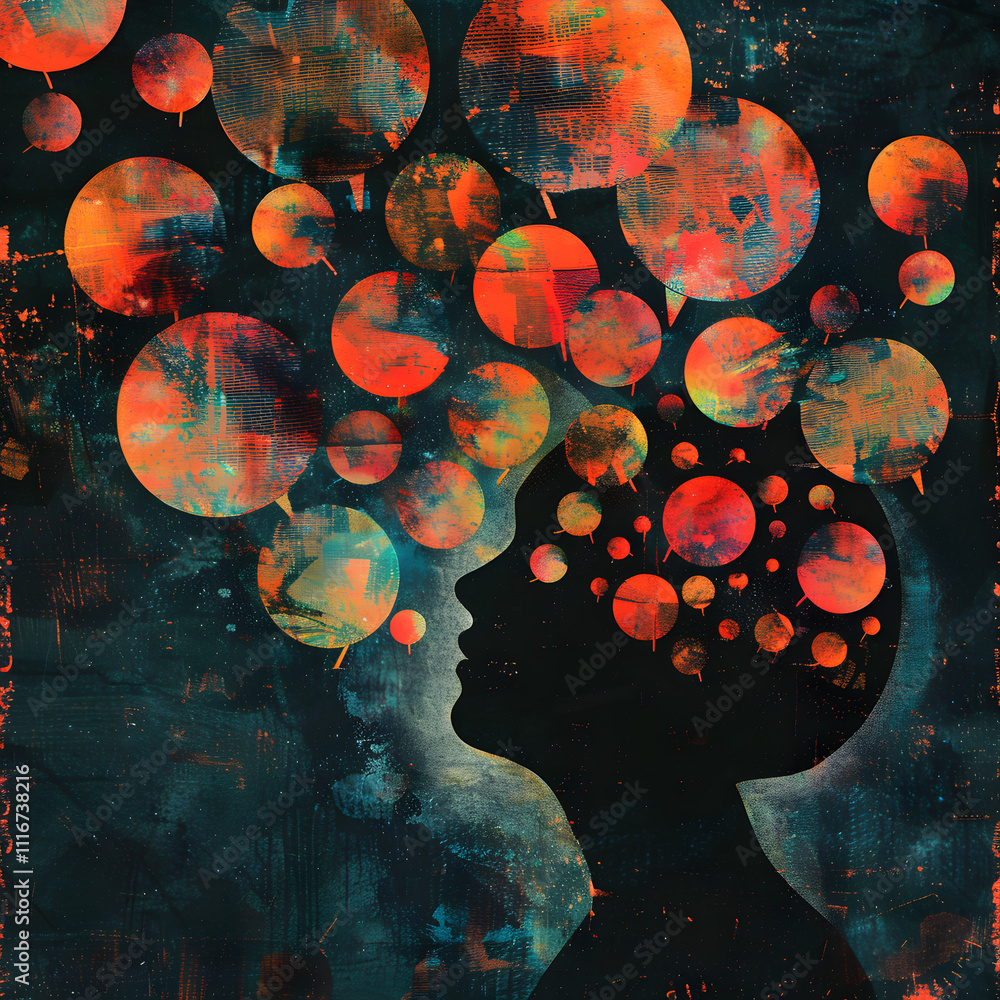 Visual Representation of Auditory Hallucinations: Voices in Mind Stock ...