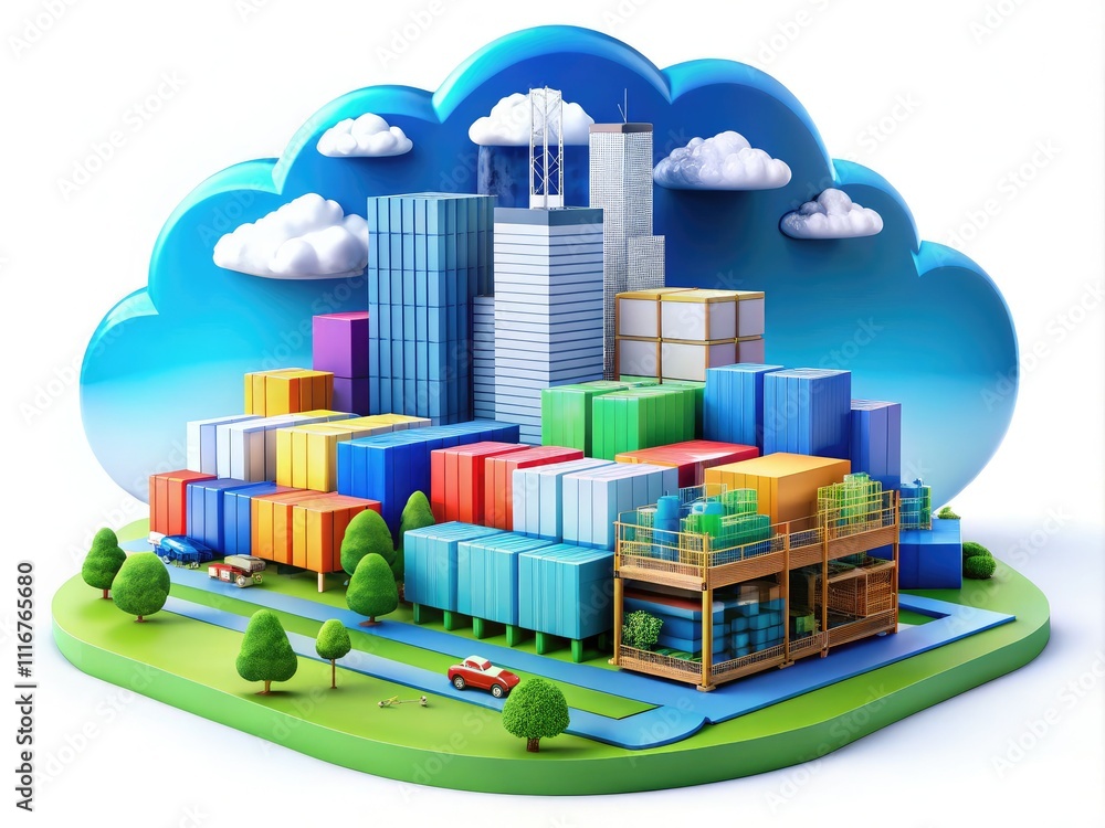 Explore a modern cloud environment showcasing containers and ...