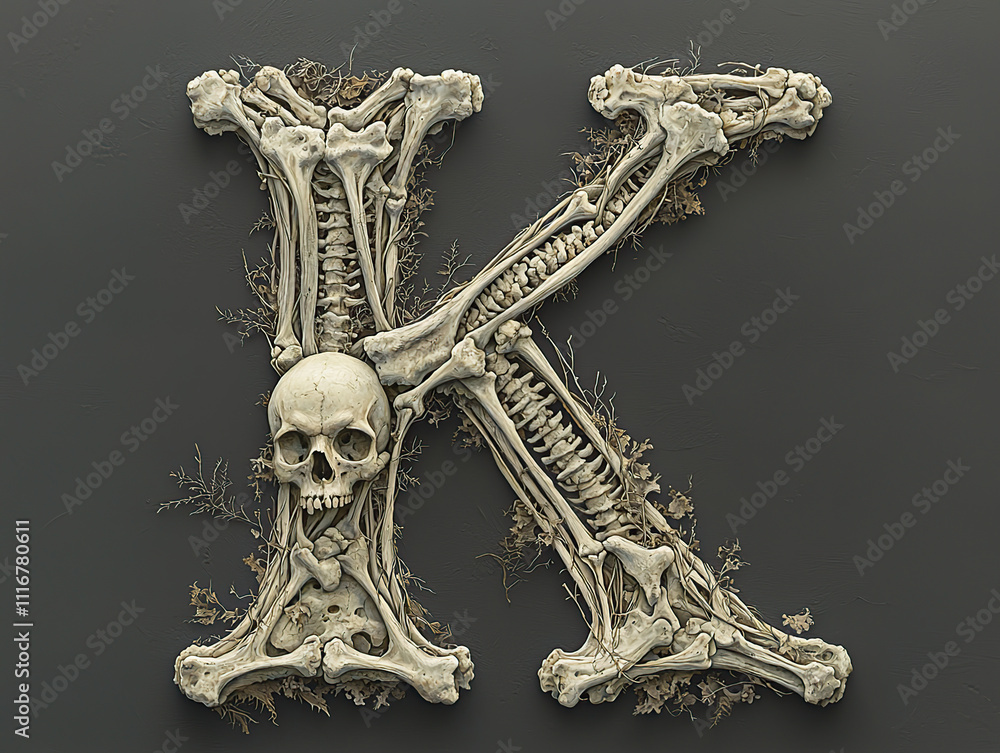 alphabet, bones, letters, skeleton, spooky, eerie, creepy, horror ...