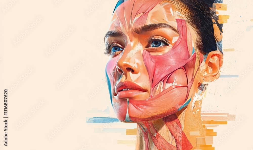 Ilustración de Stock The artistic depiction of a woman's face half ...