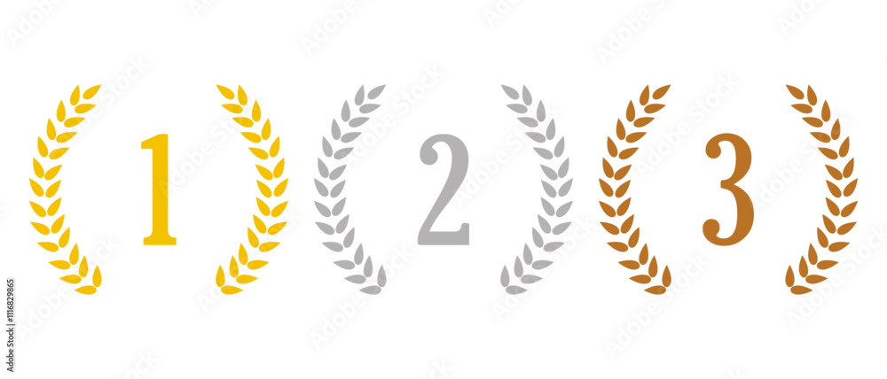 Laurel wreaths with Winners' numbers Vector. Award 1, 2, 3 place ...