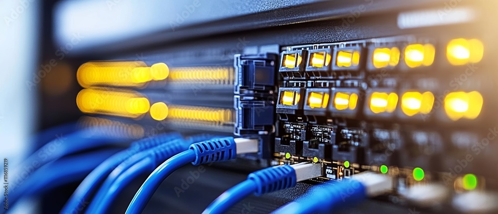 Network Switch Ethernet Cables Active Connections Data Center ...