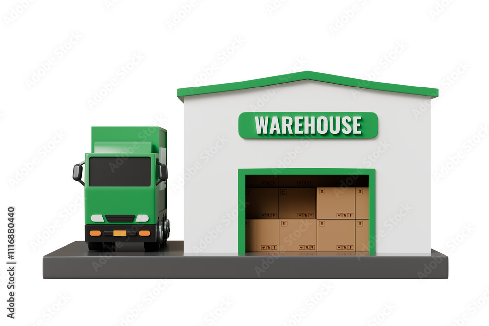 3d Warehouse package cargo building with stock parcel storage shipment ...