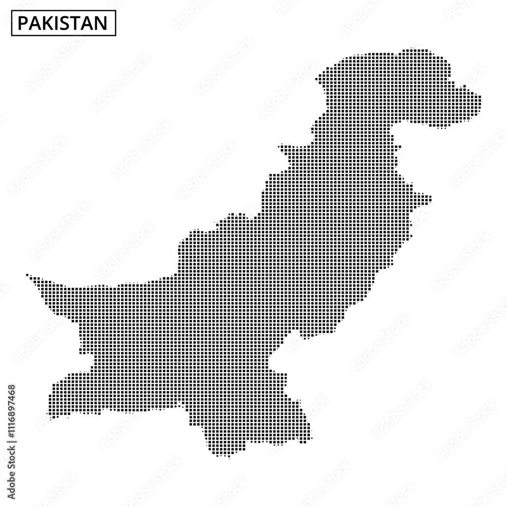 Geometric representation of Pakistan's map with dotted design and ...